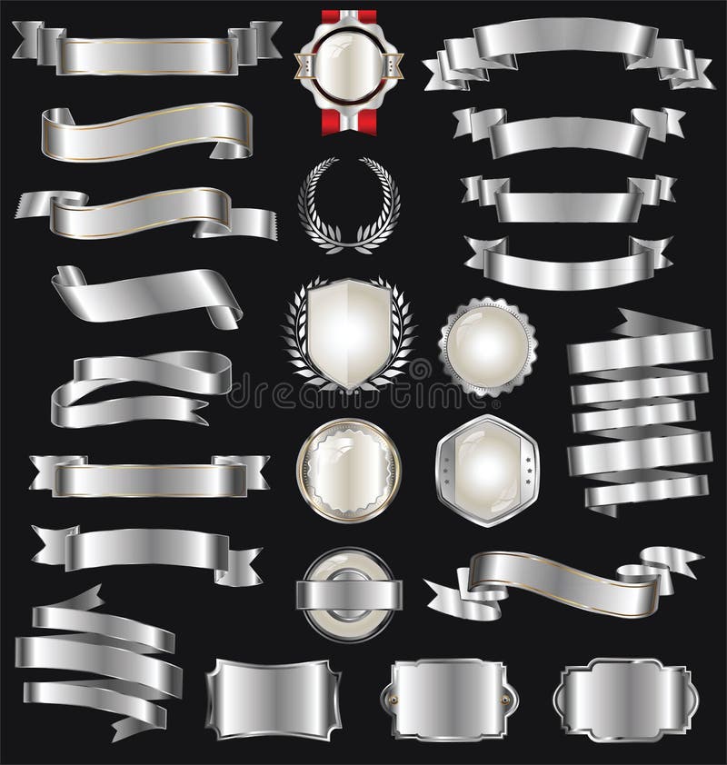 Set of Retro Ribbons and Labels Stock Illustration - Illustration of ...