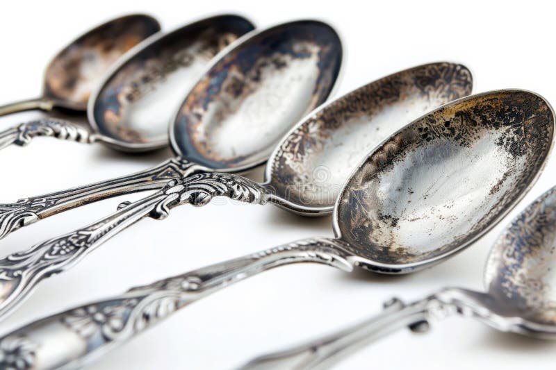 Retro Silverware with Vintage Appeal on White Background.AI Generated ...