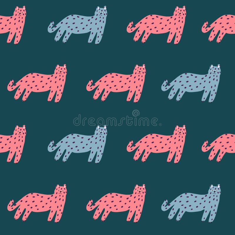 Retro Simple Cat Illustration Motif Seamless Repeat Pattern Stock ...