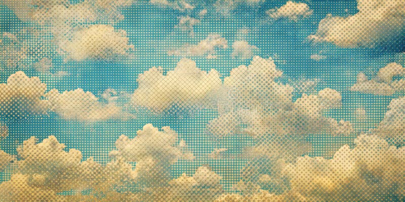 Retro Sky Pattern on Old Paper Texture with Vintage Clouds Stock ...
