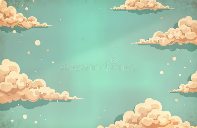 Retro Sky Pattern with Pastel Clouds. Gentle Colors, Vintage Style ...