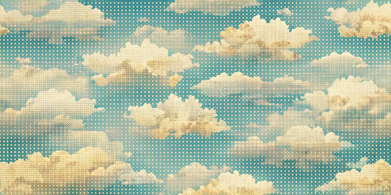 Retro Sky Pattern on Vintage Paper Texture Stock Illustration ...