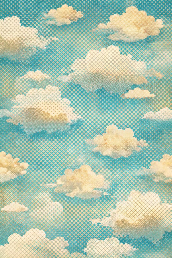 Retro Sky Pattern on Vintage Paper Texture Stock Illustration ...