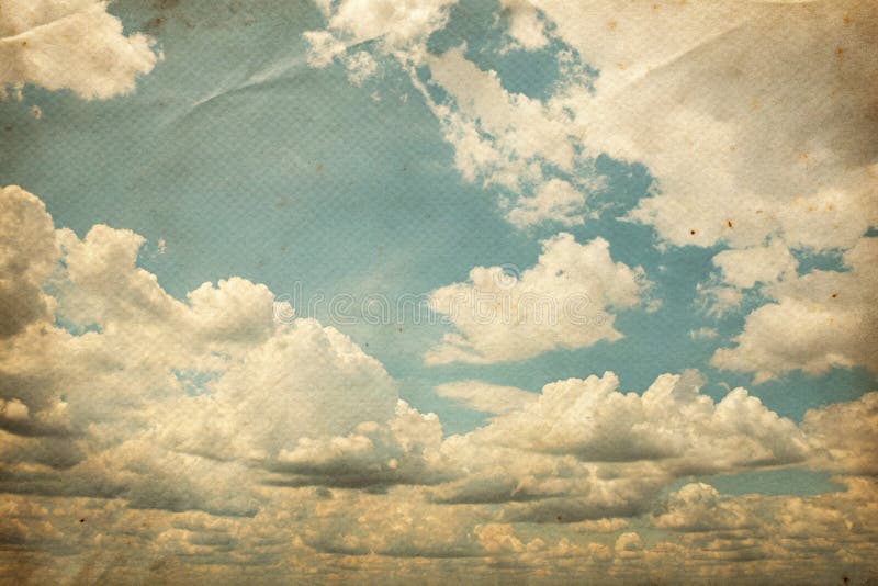 Retro Sky Pattern with Vintage Paper Texture Stock Illustration ...