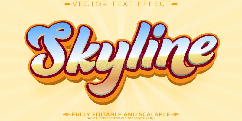 Retro Skyline Text Effect, Editable Vintage and Old Text Style Stock ...