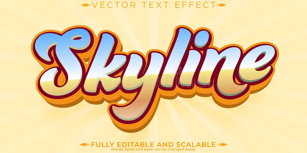 Retro Skyline Text Effect, Editable Vintage and Old Text Style Stock ...