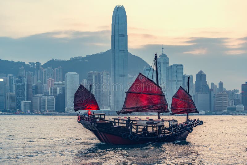 Retro small ship. stock photo. Image of excursion, skyscraper - 119807836