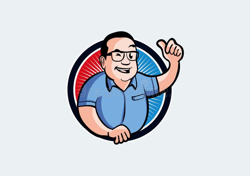 Happy Retro Guy Blue and Red Stock Illustration - Illustration of hand ...