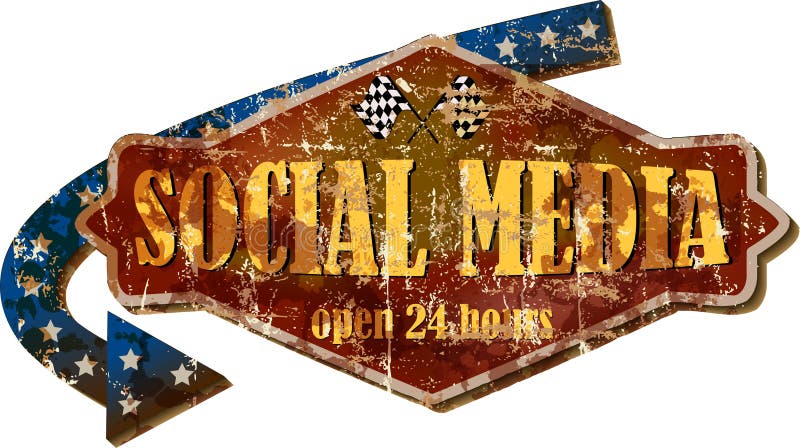 Retro social media sign stock vector. Illustration of casts - 90997672