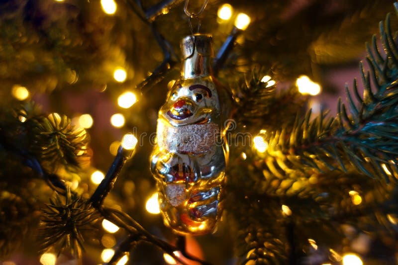 Retro Soviet Glass New Year and Christmas Tree Toy on the Tree Stock ...