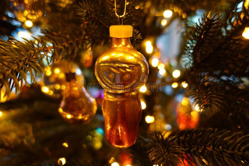 Retro Soviet Glass New Year and Christmas Tree Toy on the Tree Stock ...