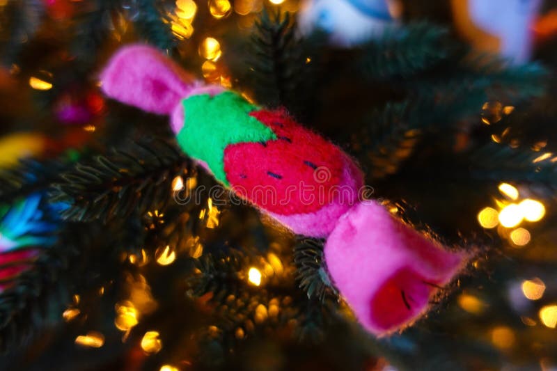 Retro Soviet Glass New Year and Christmas Tree Toy on the Tree Stock ...