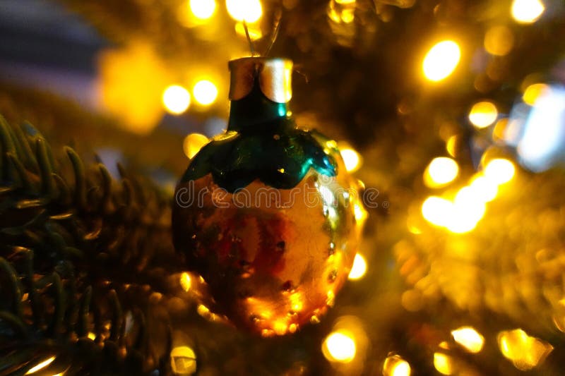 Retro Soviet Glass New Year and Christmas Tree Toy on the Tree Stock ...