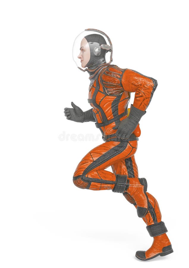 Retro Space Astronaut is Running Stock Illustration - Illustration of ...