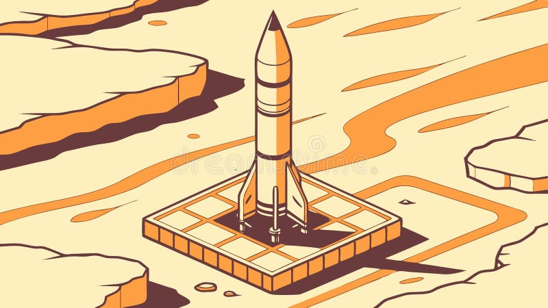Retro Space Rocket Launchpad in Flat Design, Vector Design Generative ...