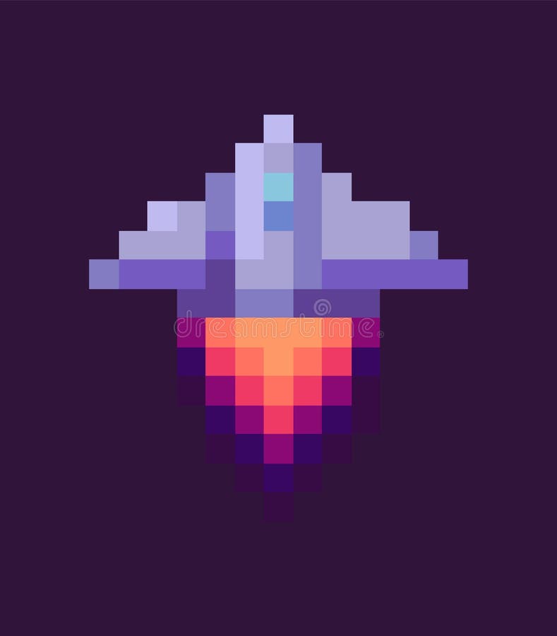 Retro Spaceship Pixel Art Game Rocket At Night Retro Spaceship Pixel Images