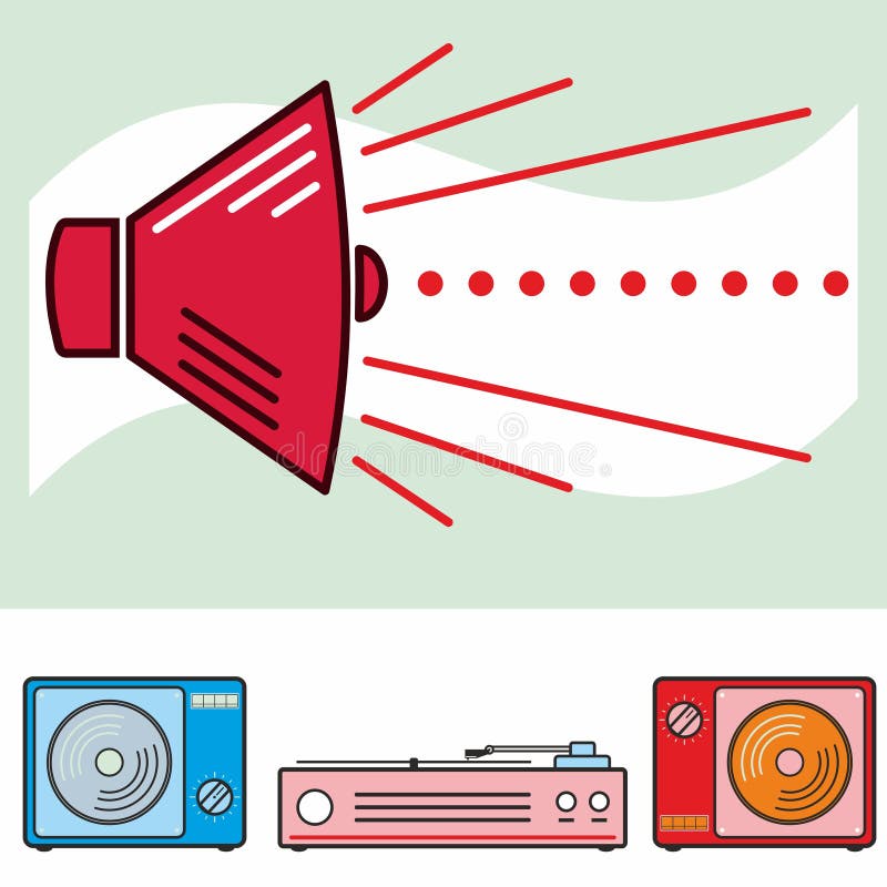 Retro Speaker and Audio Objects Stock Vector - Illustration of curve ...