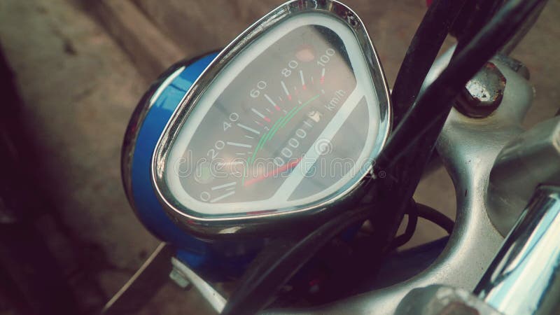 Retro Speedometer of a Motorcycle in Blue Color Stock Image - Image of ...