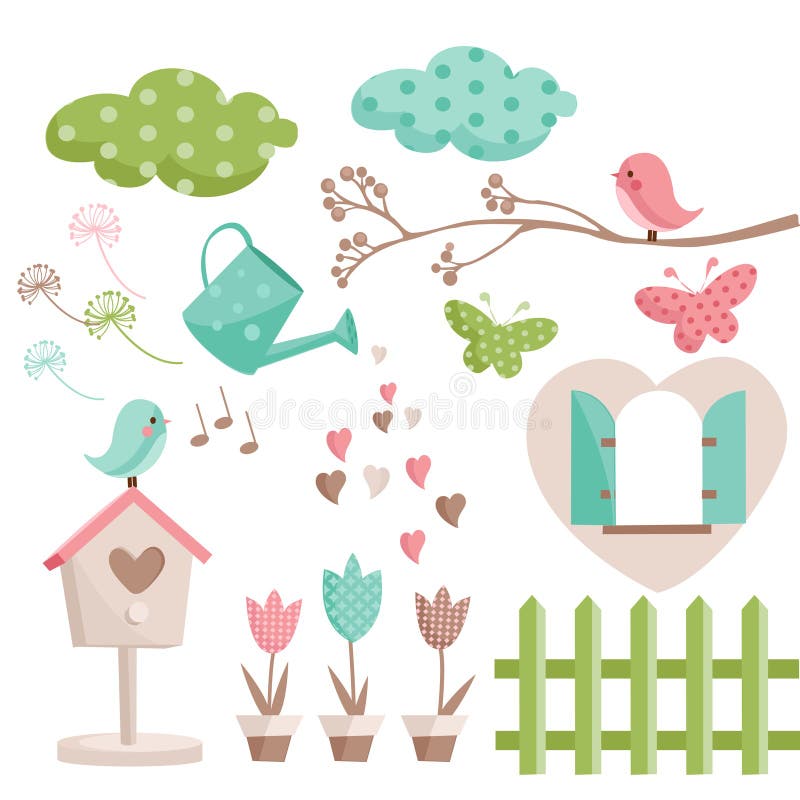 Retro Spring elements stock vector. Illustration of colorful - 8704173