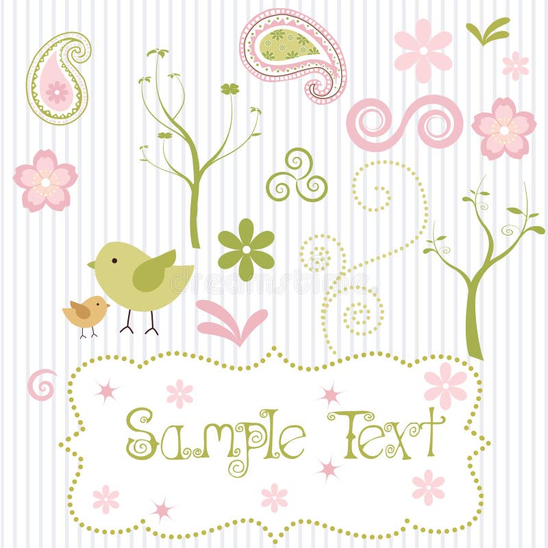 Retro spring elements stock vector. Illustration of plant - 13312247