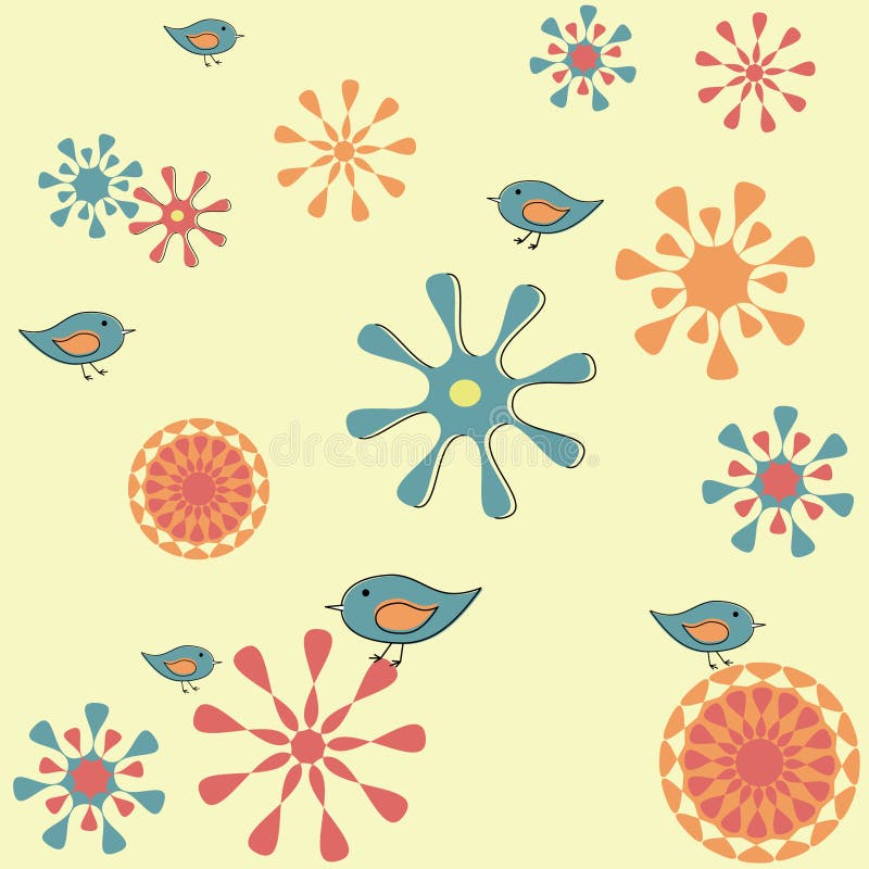 Retro spring elements stock vector. Illustration of plant - 13312247