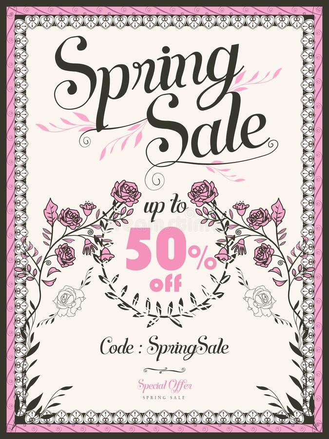 Retro Spring Sale Poster Design Stock Illustration - Illustration of ...