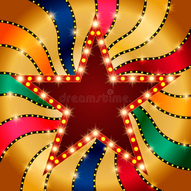 Retro Star Banner on Colorful Shining Background Stock Illustration ...