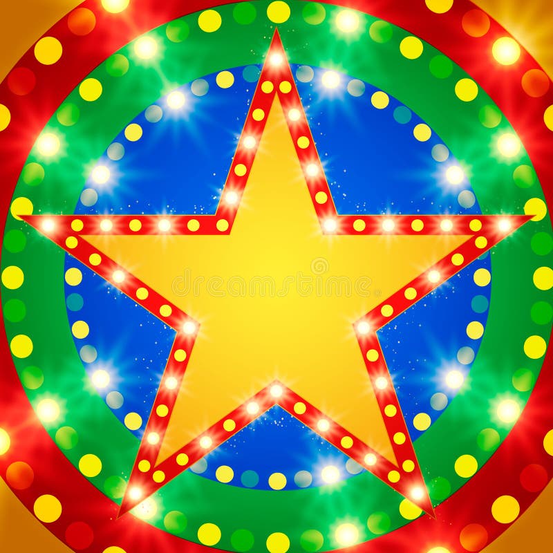 Retro Star Banner on Colorful Shining Background Stock Illustration ...