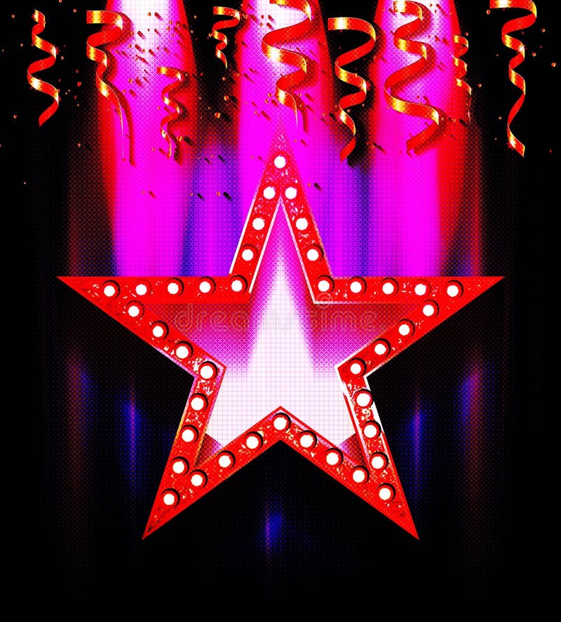Retro Star with Red Light Bulbs Stock Vector - Illustration of casino ...