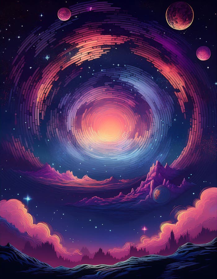 Retro Starry Galaxy - Pixel Art Galaxy Theme with a Gradient Background ...