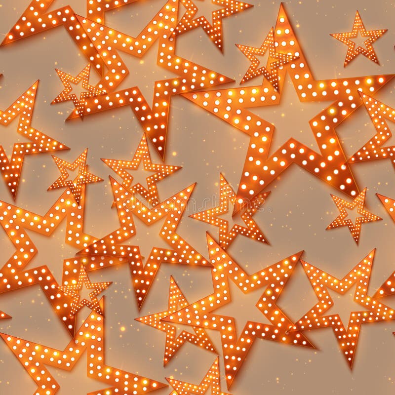Retro Stars Seamless Pattern, Light and Shining Stock Illustration ...