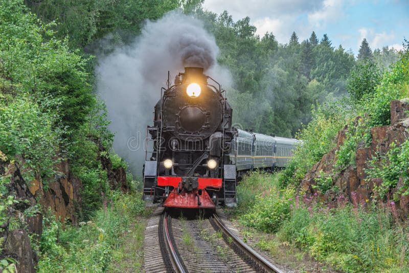 Retro Steam Train Approaches. Stock Photo - Image of nostalgia ...