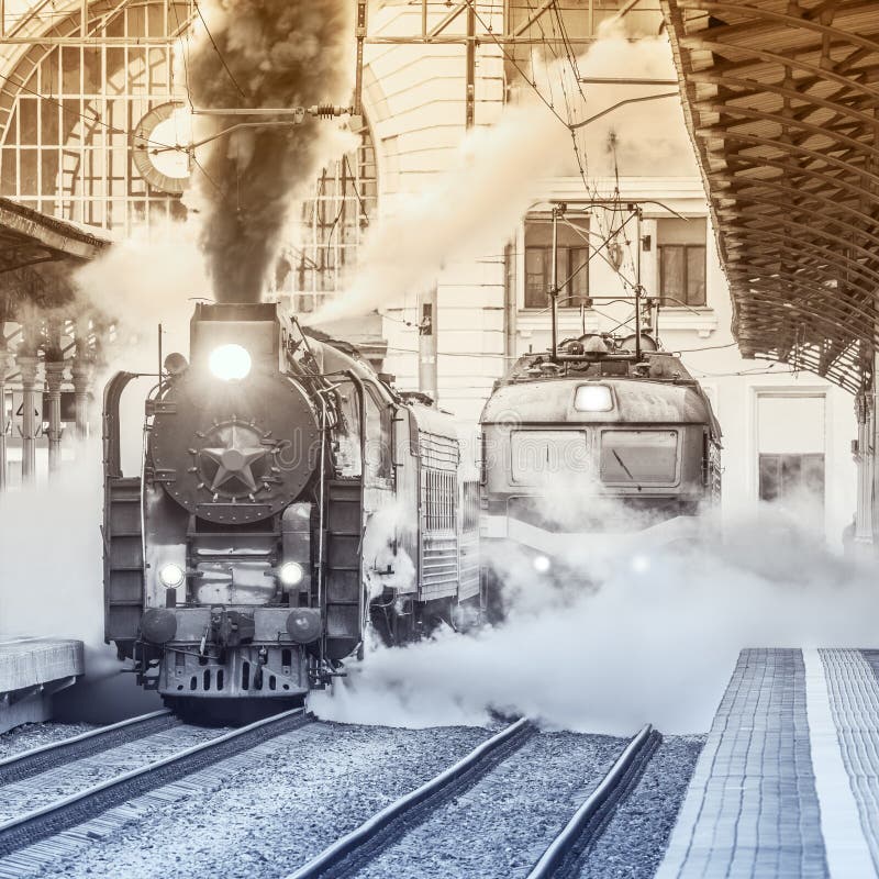 Retro steam train. stock image. Image of historical, nostalgia - 59299599