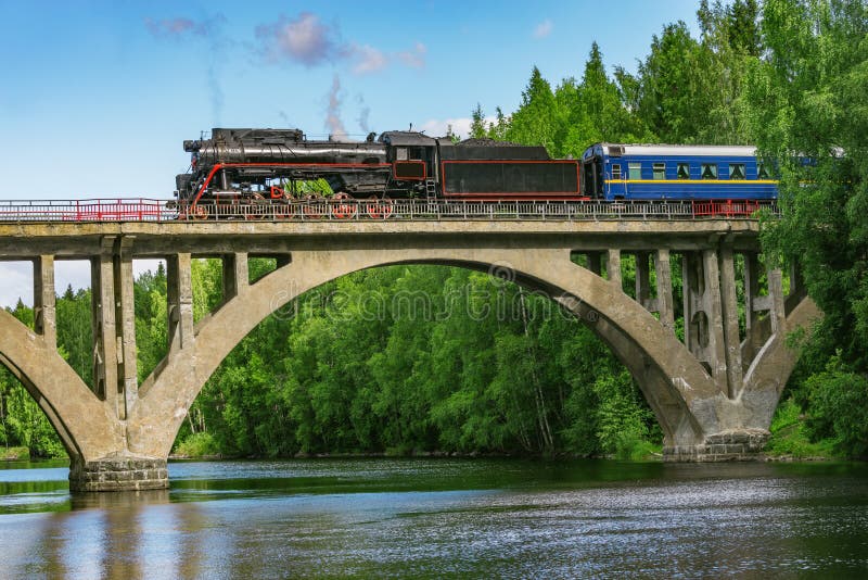 Retro steam train moves stock image. Image of petersburg - 253582711