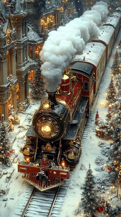 Retro Steam Train Moves at Winter Morning Time Stock Image - Image of ...