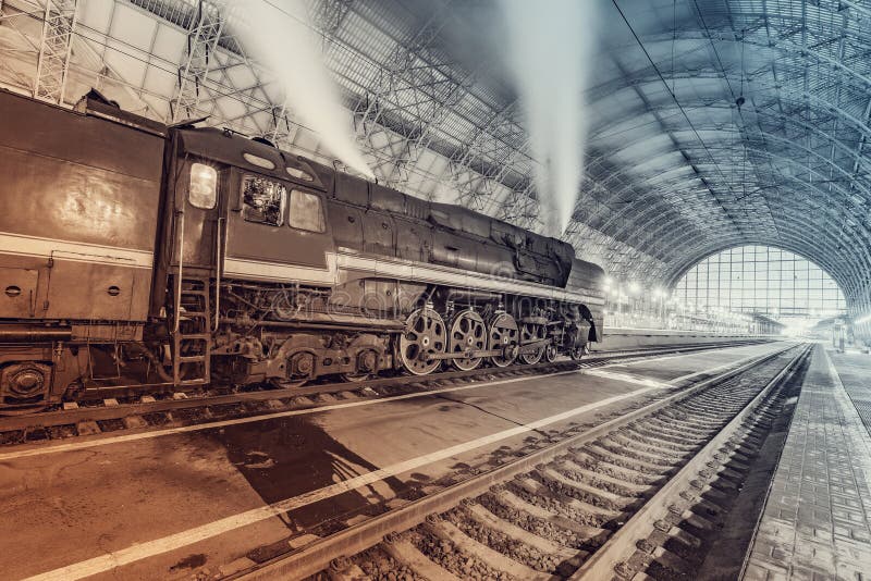Retro steam train stands stock image. Image of rail - 247748269