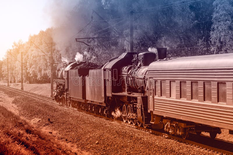 Retro steam train. stock photo. Image of morning, history - 78568978