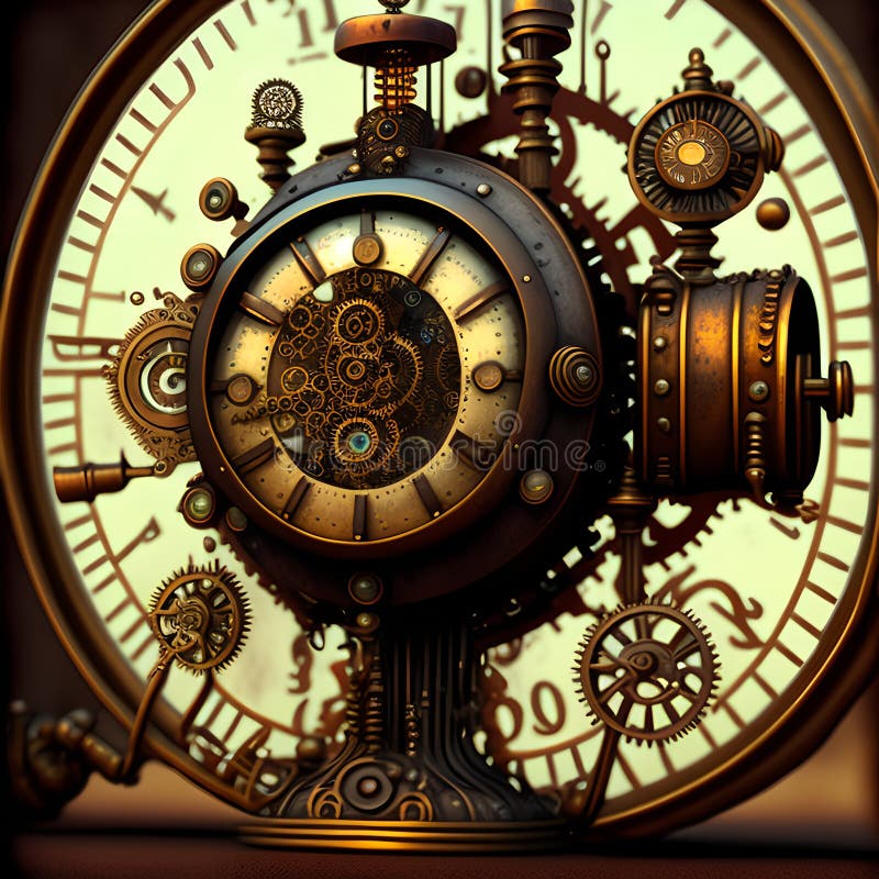 Retro Steampunk Clockwork, Generative AI Illustration Stock ...