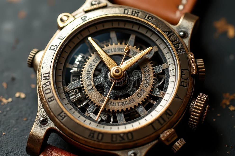 Retro Steampunk Timepiece stock illustration. Illustration of hands ...