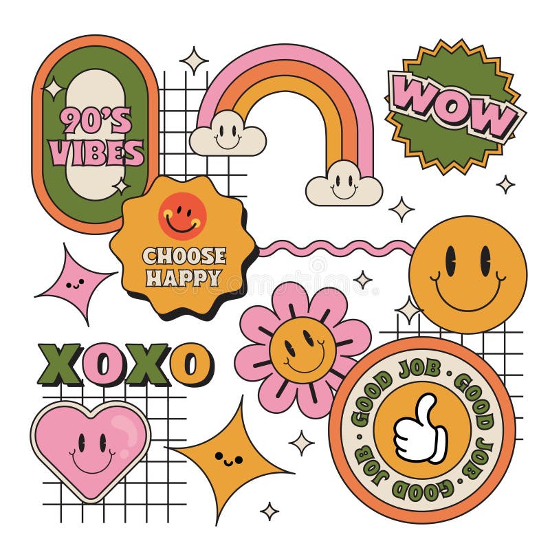 Retro Cool Abstract Funny Sticker with Quotes and Words Trendy Patch ...