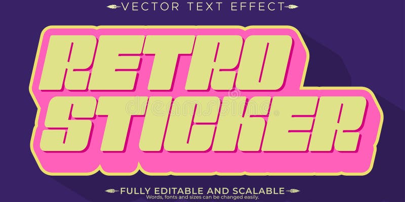 Retro Sticker Text Effect, Editable 70s and 80s Text Style Stock Vector ...