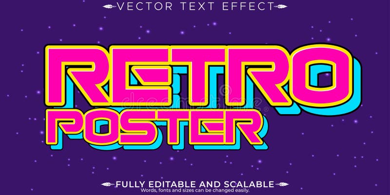 Retro Sticker Text Effect, Editable 70s and 80s Text Style Stock Vector ...