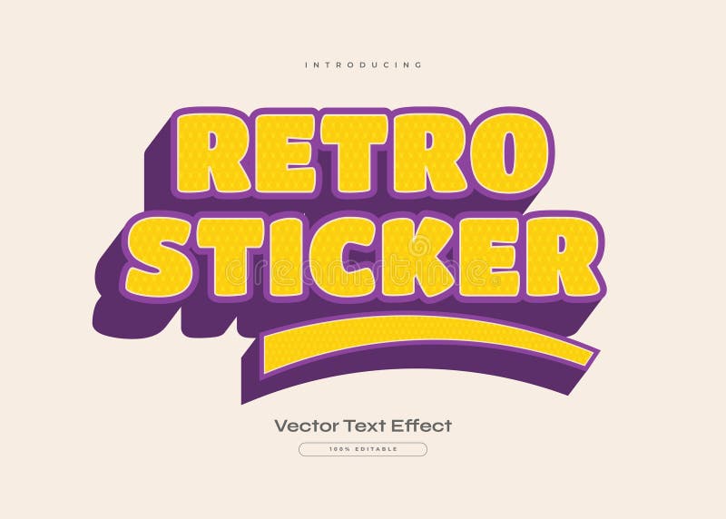 Retro Sticker Text Style with 3D Effect. Editable 80s Text Effect Can ...