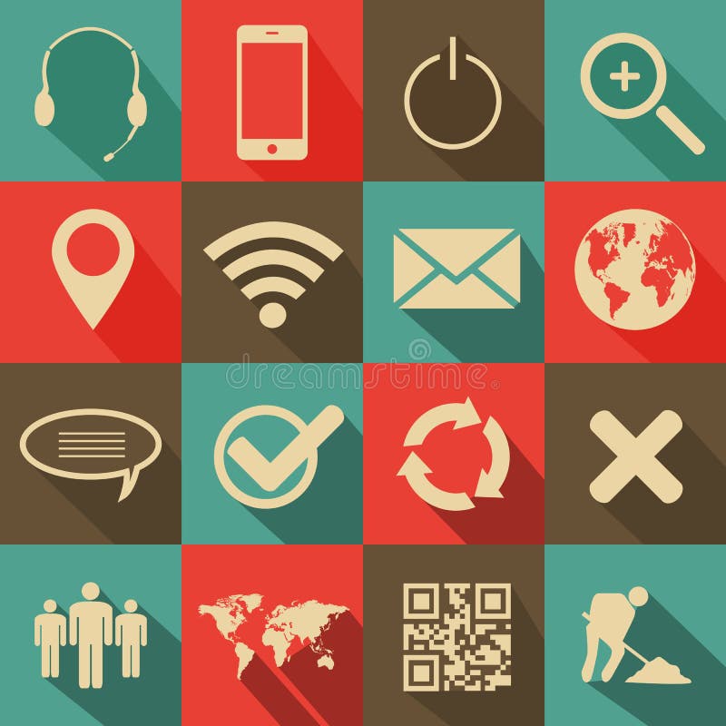 Retro Stijlweb En Mobiele Pictogrammen Vector Illustratie ...