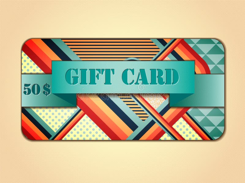 Retro Stile Abstract Gift Card. Stock Vector - Illustration of ornament ...