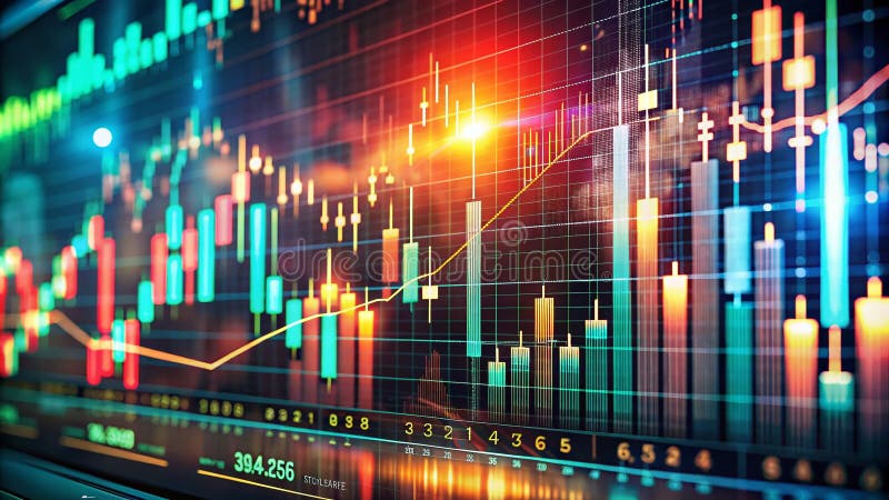 Retro Stock Market Visualization Analyzing Financial Trends with ...