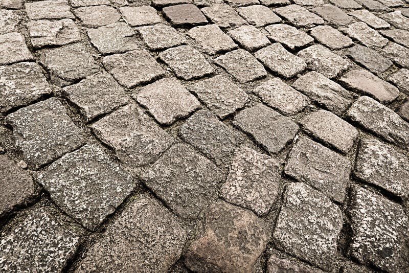 Retro Stone Street Road Pavement Texture, Brick Pavement Stock Image ...