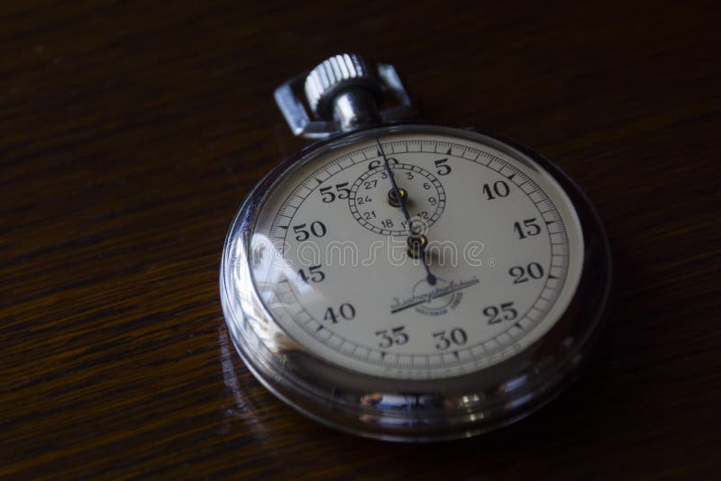 Retro Stopwatch is on a Wooden Table Stock Image - Image of retro ...