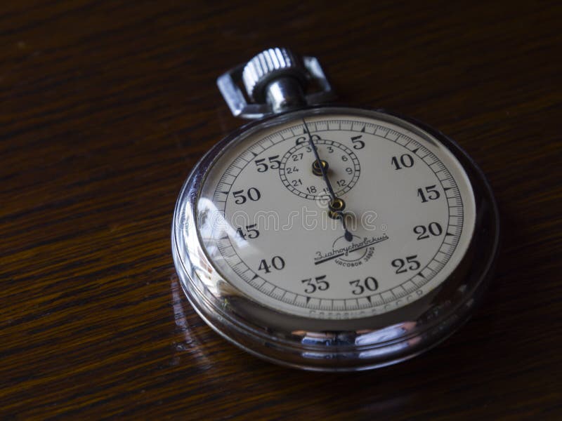 Retro Stopwatch is on a Wooden Table Stock Image - Image of traditional ...