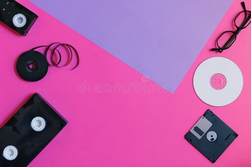 Retro Storage Devices: Plate, Two Videocassette, Floppy Disk, CD and ...